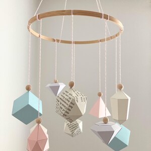Geometric Paper Mobile: Pastels and Book Page - Etsy