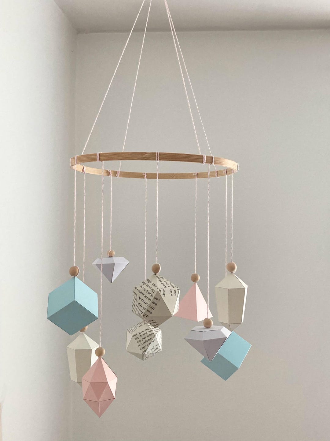Geometric Paper Mobile: Pastels and Book Page - Etsy