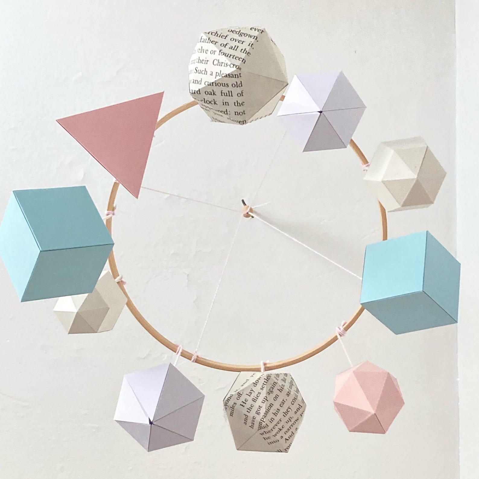 Geometric Paper Mobile: Pastels and Book Page - Etsy