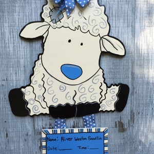 Lamb Birth Announcement Door Hanger - Etsy