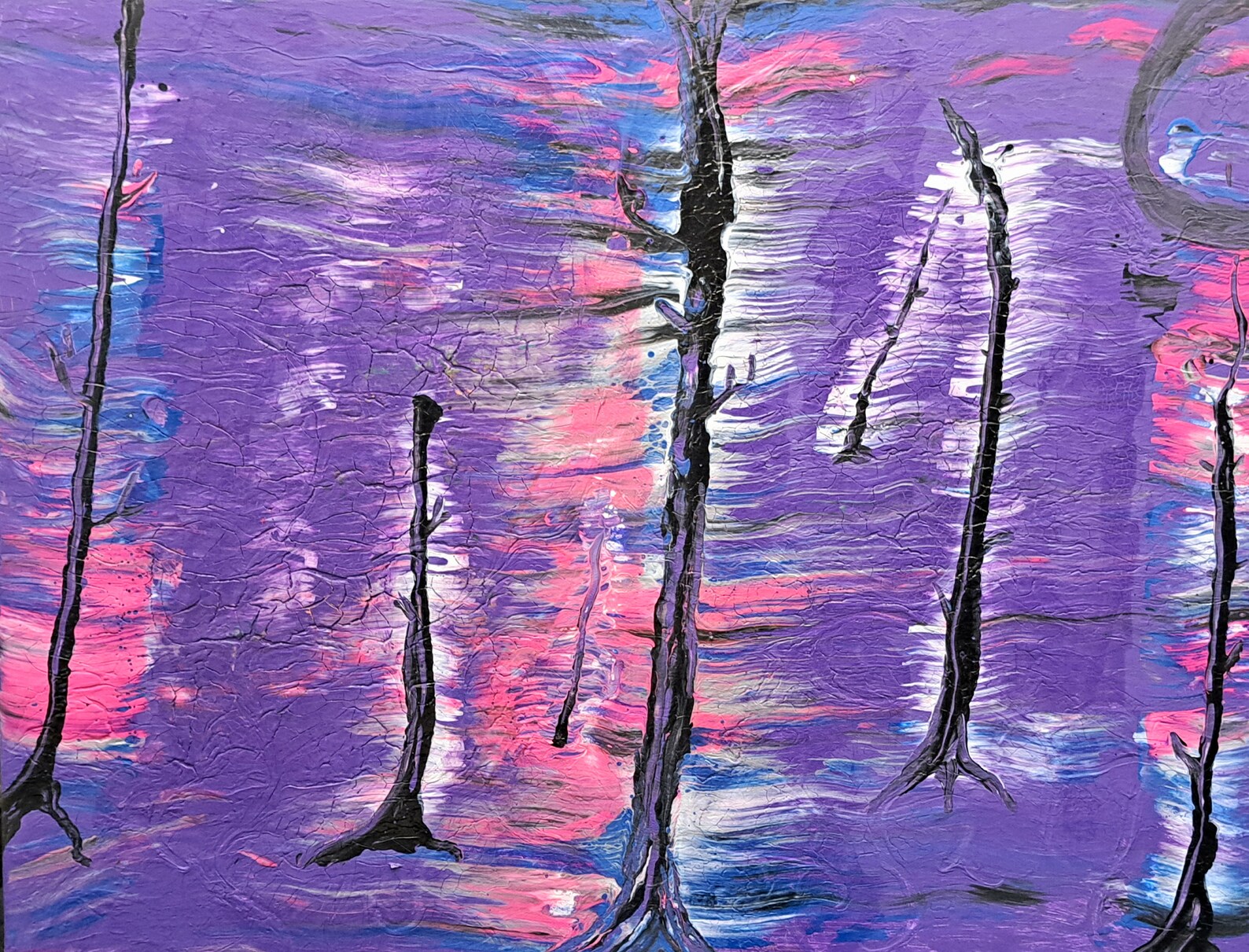 Abstract Painting of Burned Trees in the Purple Forrest. Abstract Art ...