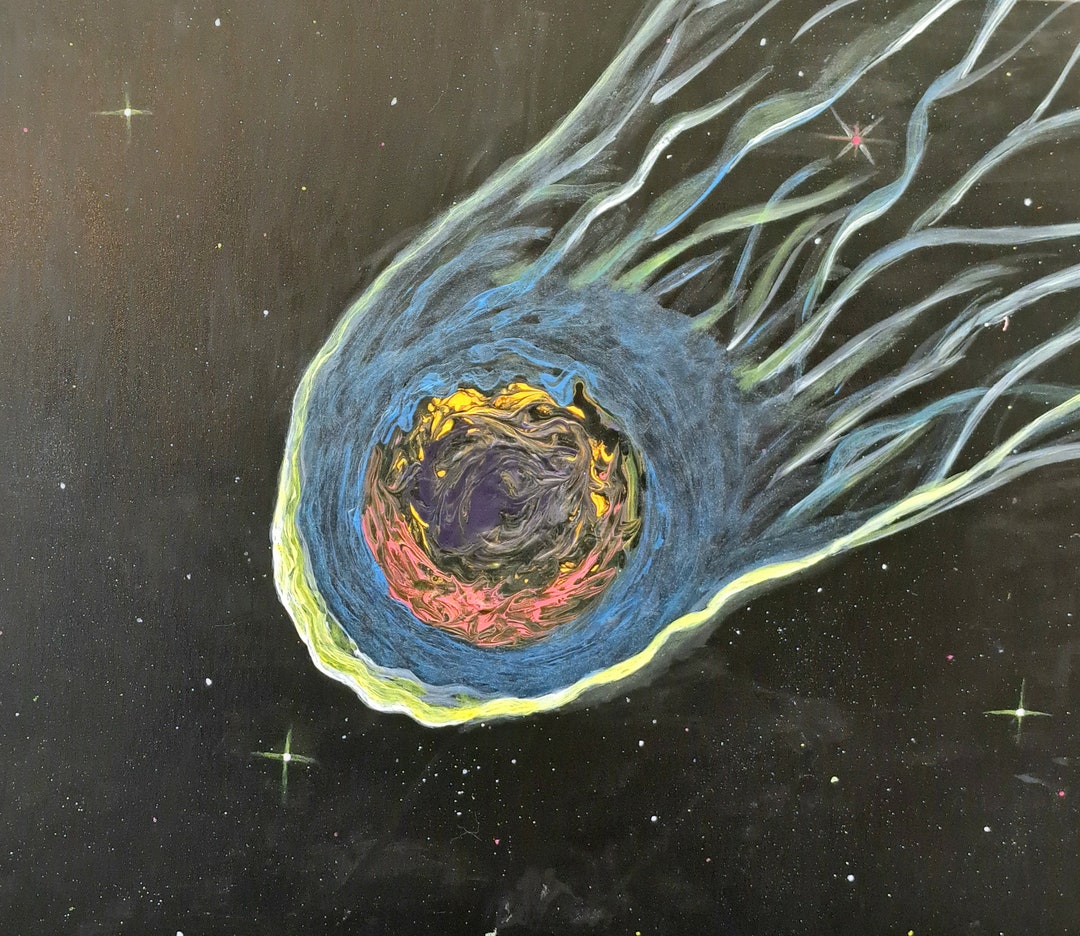 Meteor Art Print: Modern Galaxy Painting, Astronomy Wall Decor - Etsy