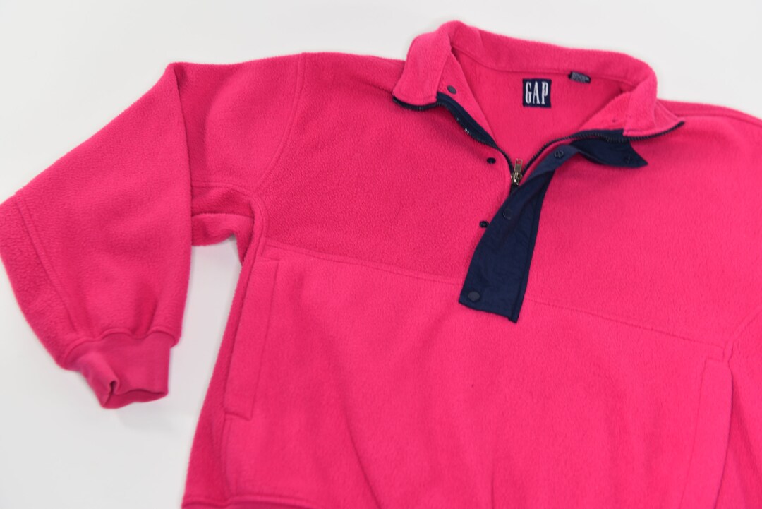 Oh so Righteous Vintage 90's GAP Pink T Snap Fleece Pullover Sweater - Etsy