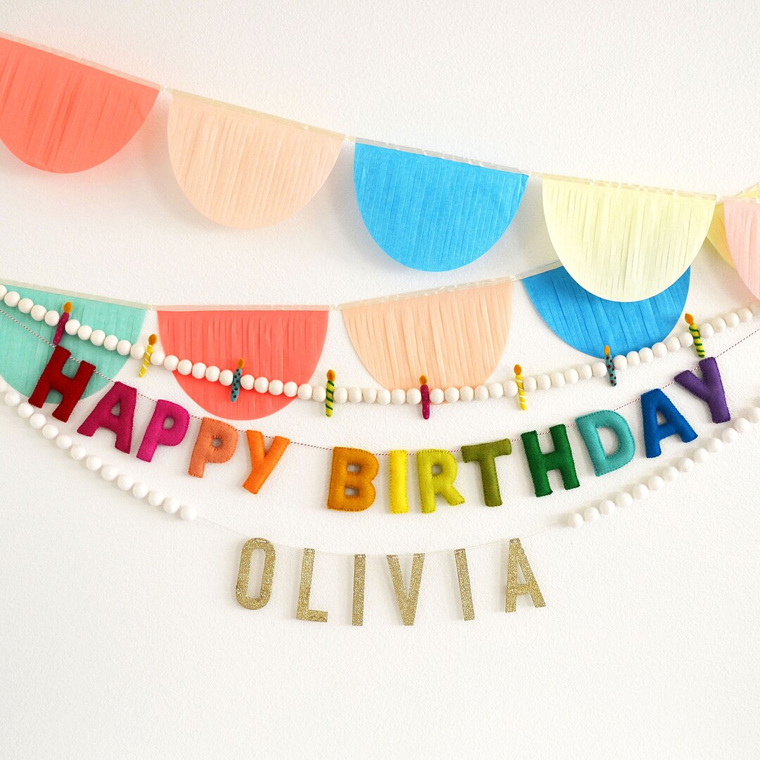 Happy Birthday Banner | Happy Birthday Sign | Felt Garland | Birthday ...