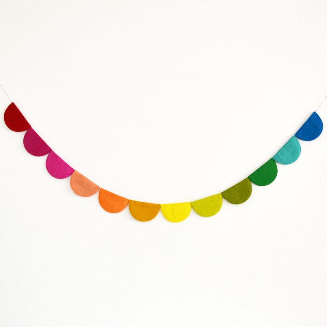 Rainbow Felt Garland | Felt Scallop Banner | Party Decor | Scallop Felt ...