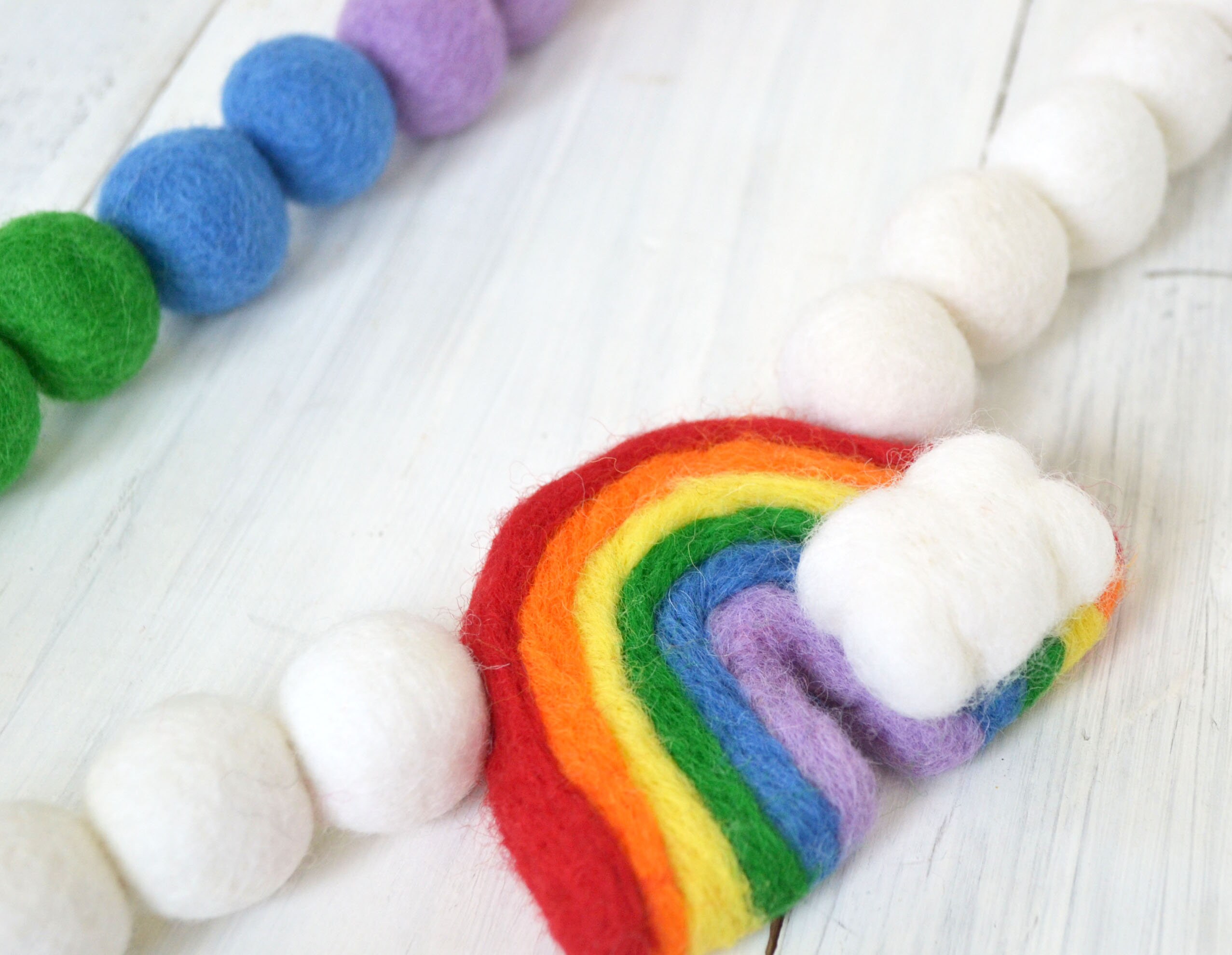 Rainbow Felt Garland Rainbow Felt Ball Garland Rainbow | Etsy