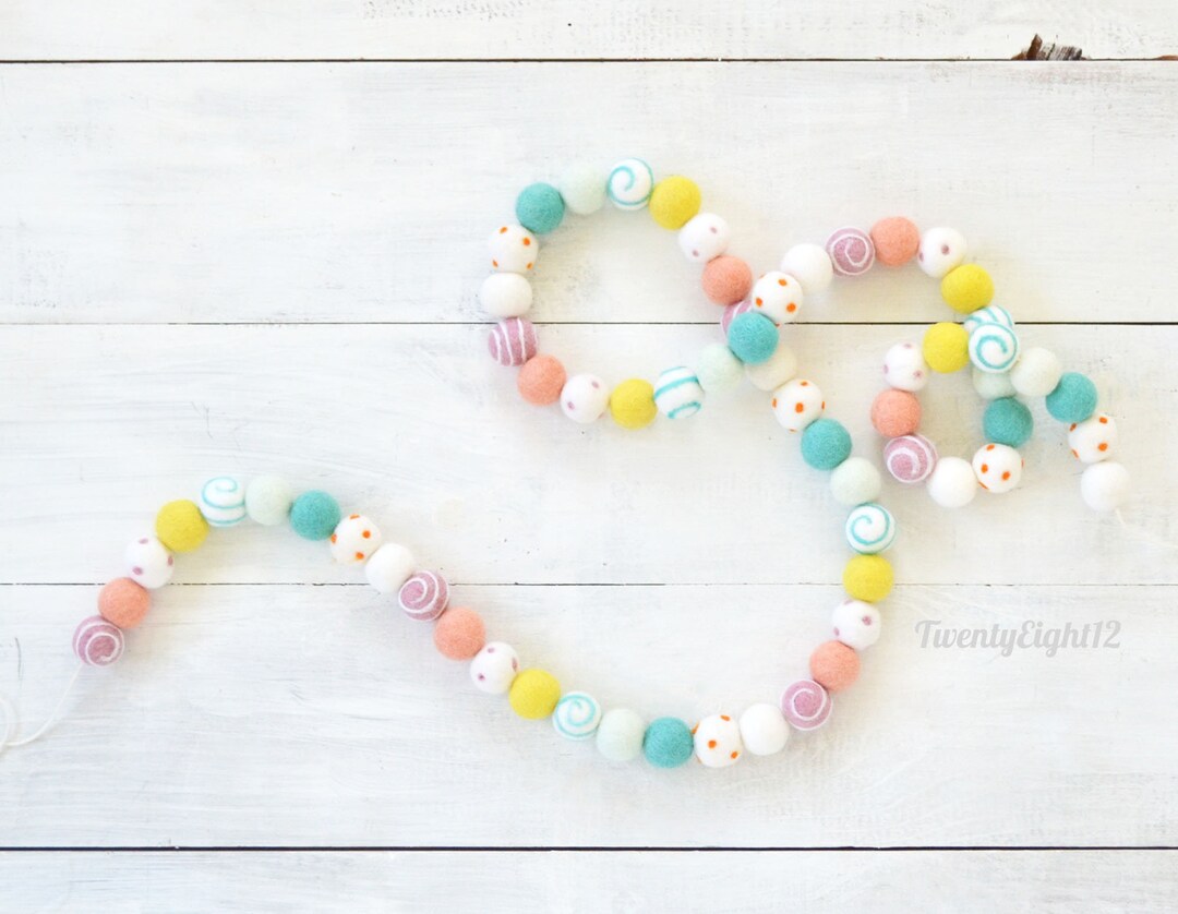 Spring Felt Ball Garland - Rainbow Felt Garland, Rainbow Easter Garland ...