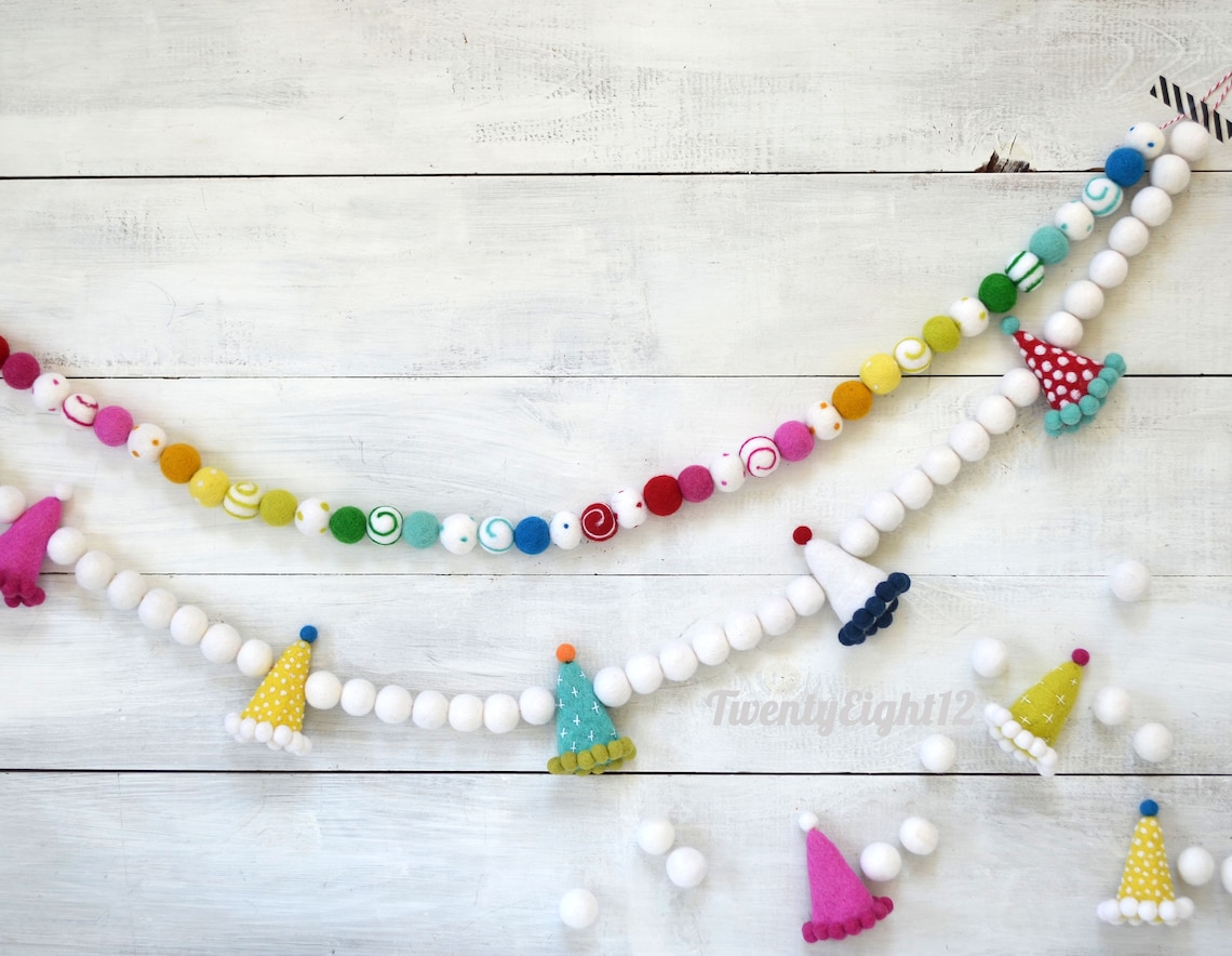 Felt Ball Garland Birthday Garland Birthday Party - Etsy
