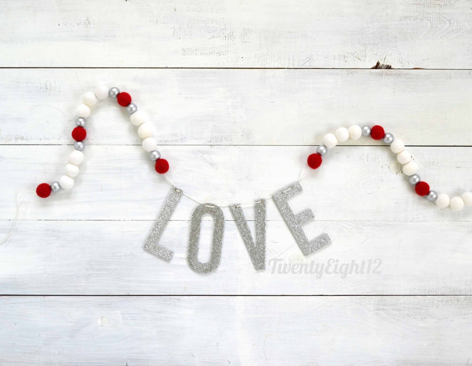 LOVE Felt Ball and Letter Garland Valentine's Day Sign - Etsy
