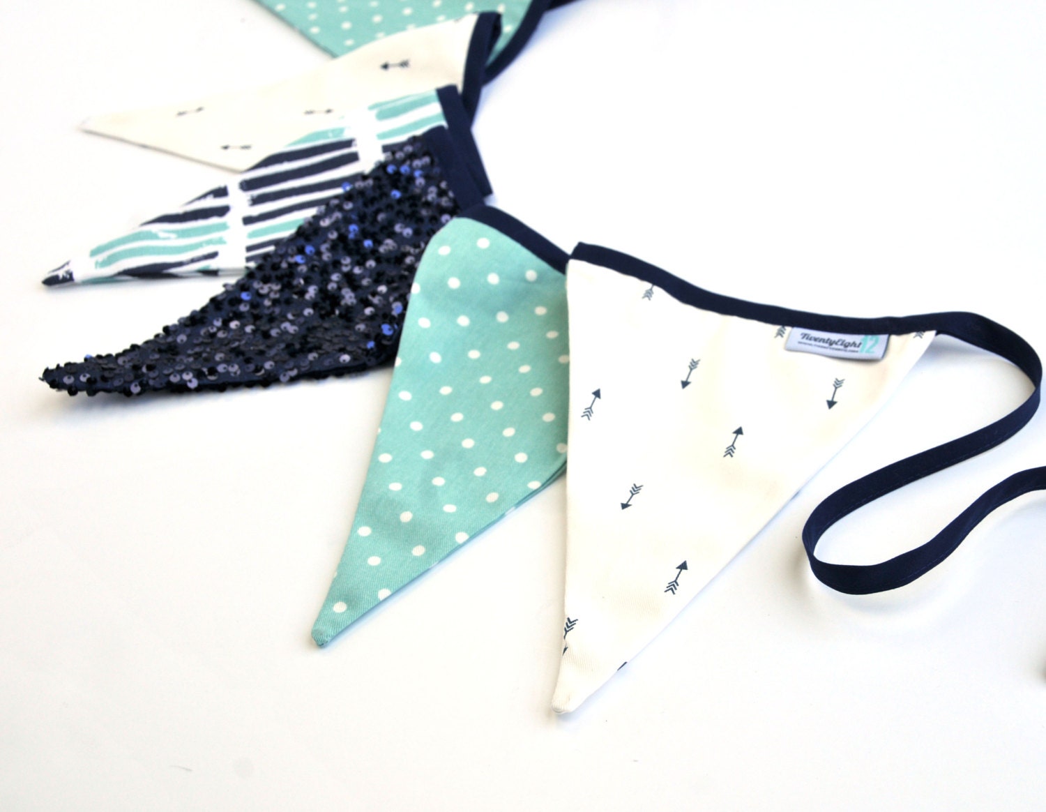 Pennant Banner Aqua and Navy Bunting Pennant Birthday - Etsy