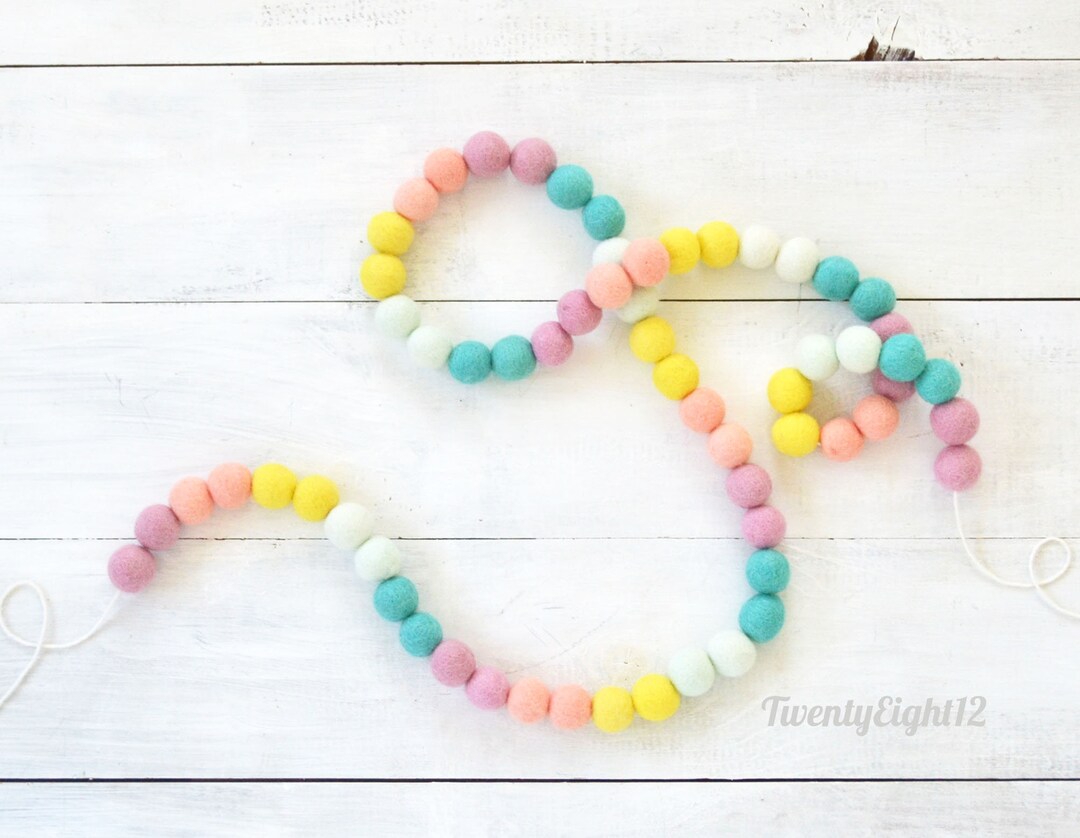 Rainbow Felt Ball Garland -spring Felt Ball Garland, Rainbow Decor ...