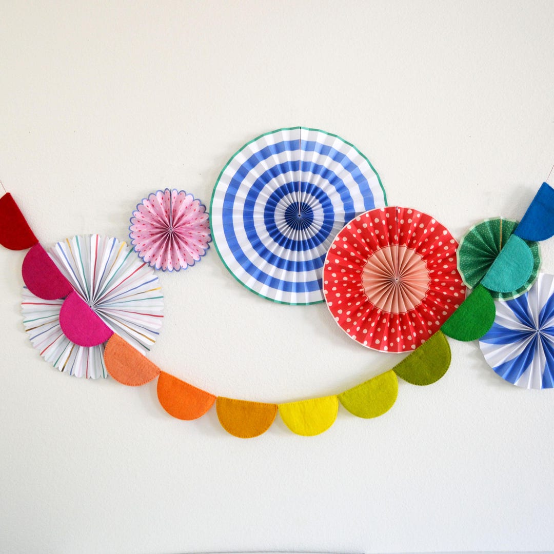 Rainbow Felt Garland | Felt Scallop Banner | Party Decor | Scallop Felt ...