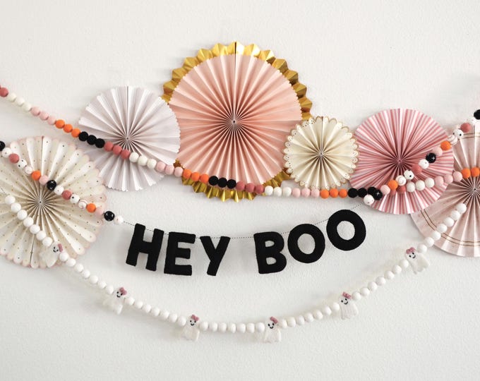 Halloween BOO Felt Garland-ghost Halloween Garland- Halloween Bunting ...