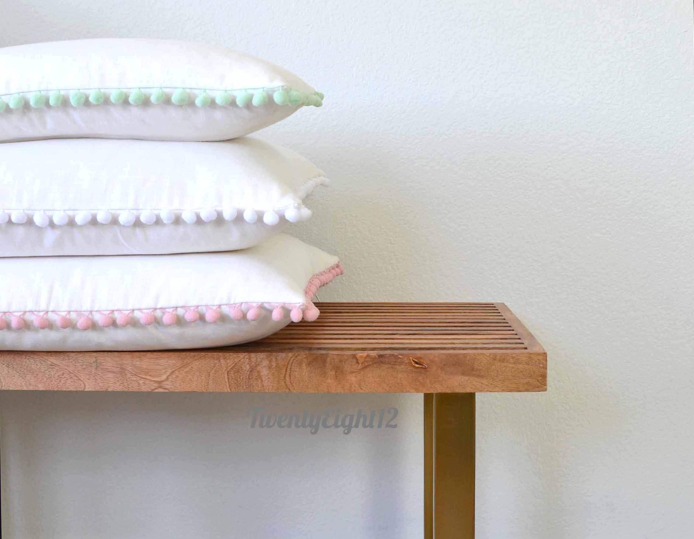 Light Gray Pom Pom Pillow Cover 20 x 20 Gray | Etsy