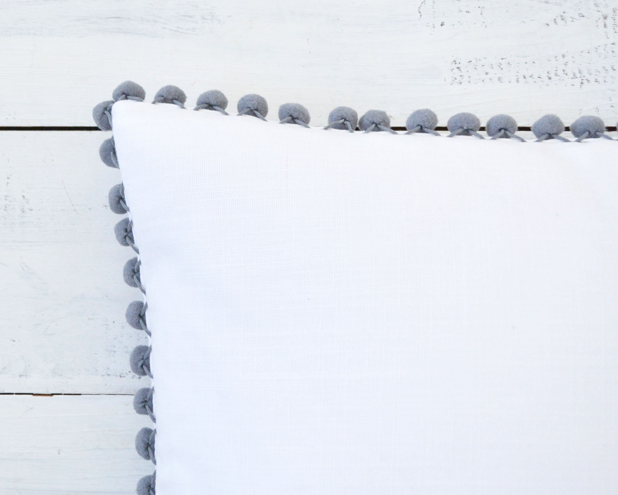 Light Gray Pom Pom Pillow Cover 20 x 20 Gray | Etsy