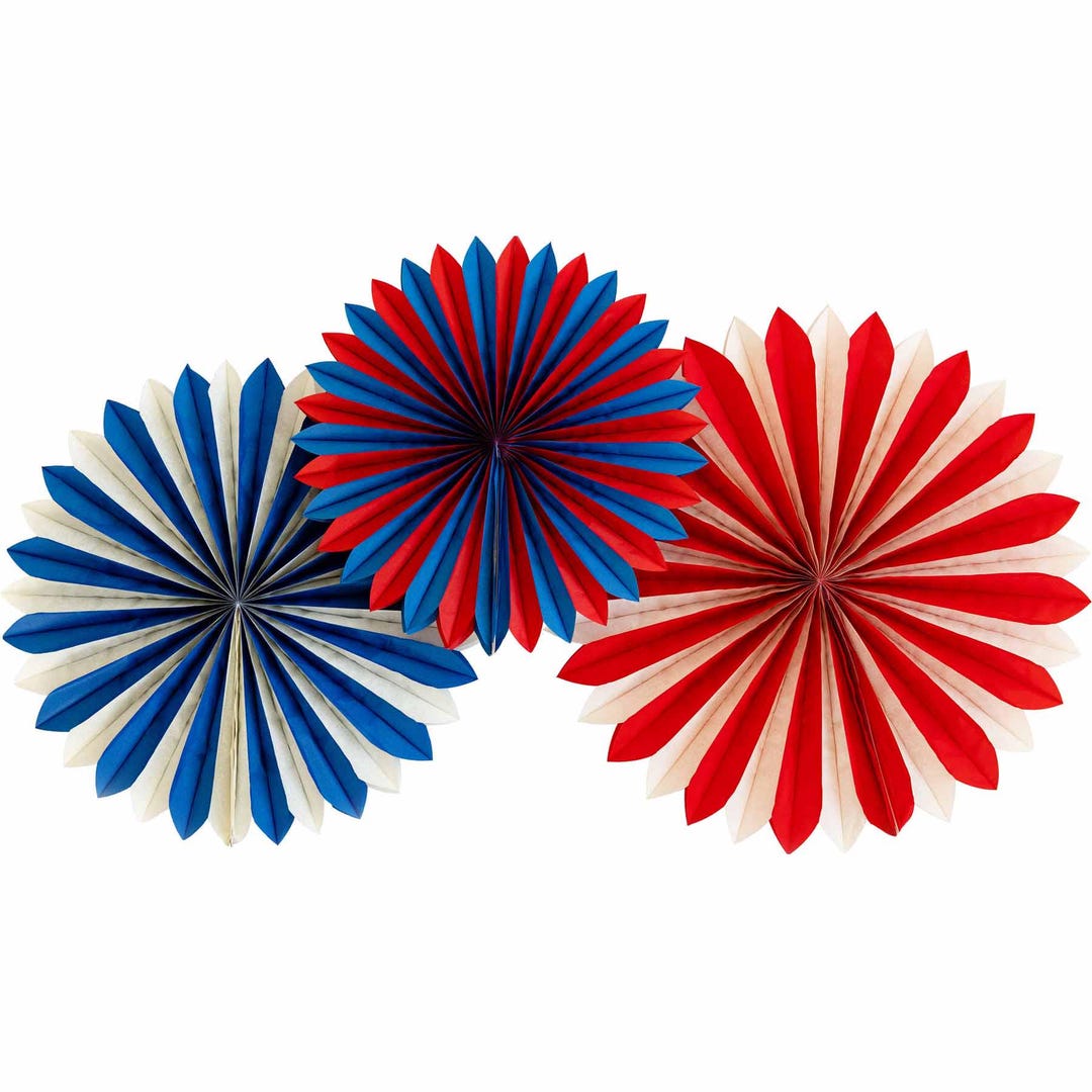 4th of July Paper Pinwheel Fans | 4th of July Party Decor | Paper ...
