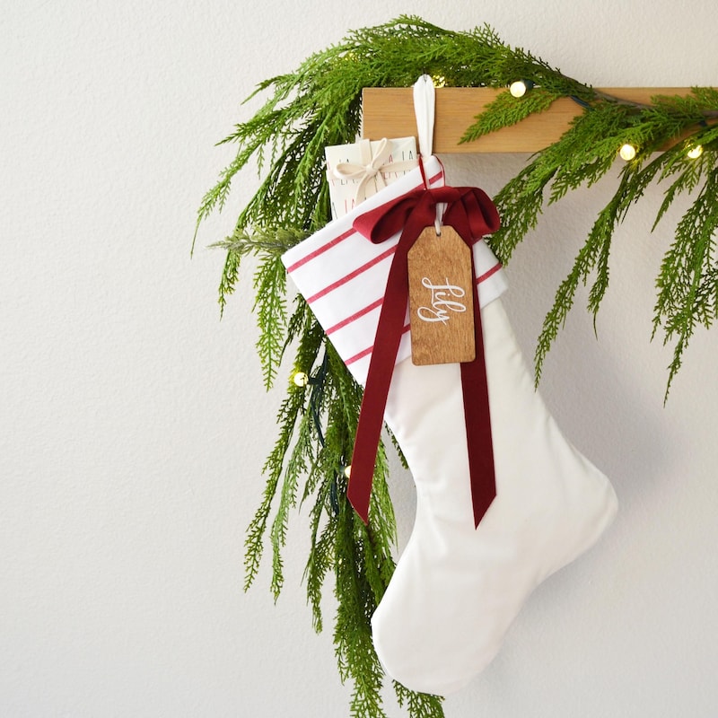 Red Stripe Velvet Stocking - Etsy