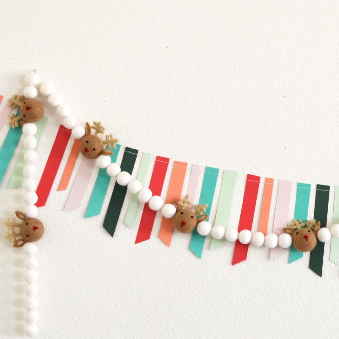 Christmas Felt Garland | Christmas Garland | Reindeer Garland ...