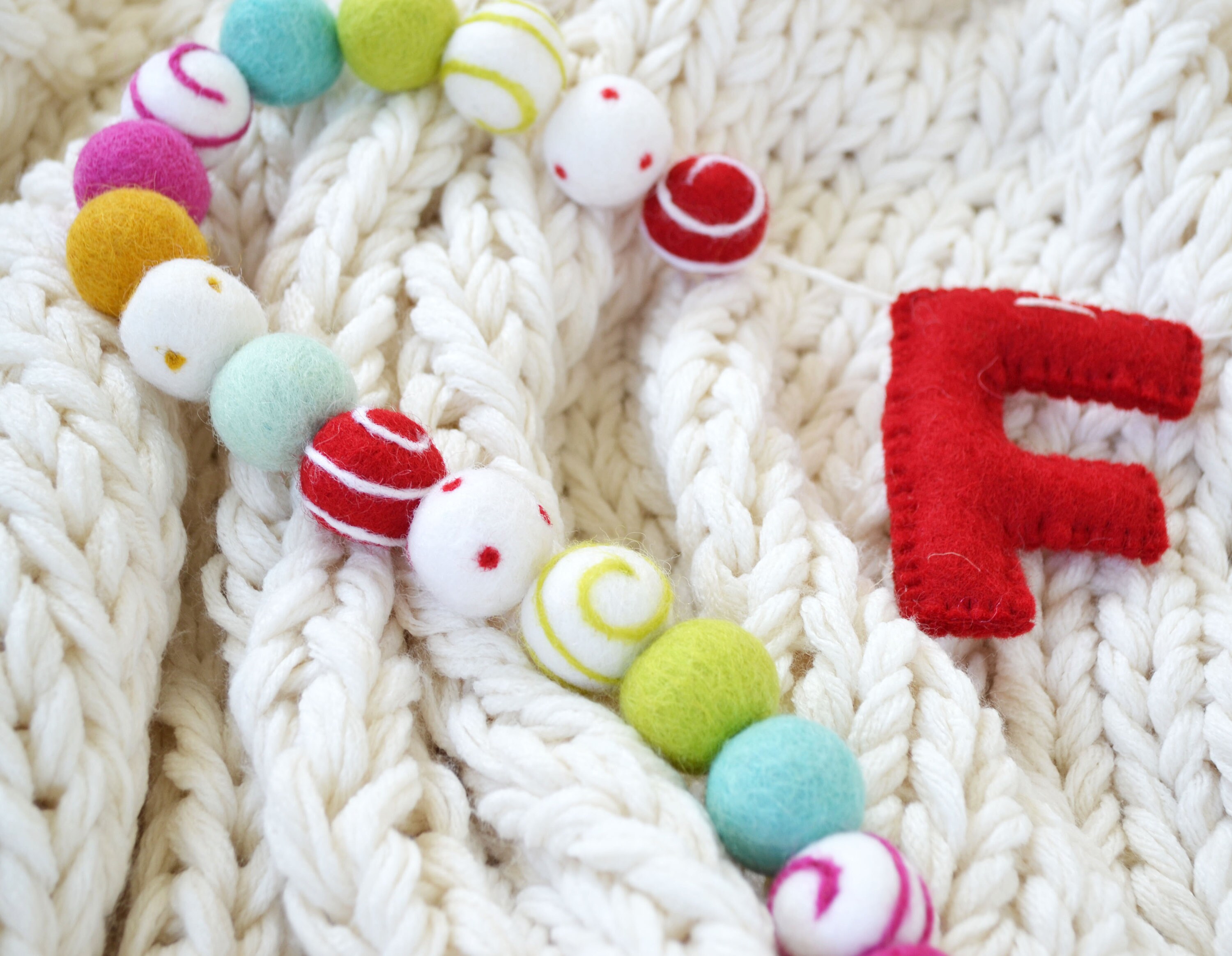 FALALA Felt Garland - Felt Ball & Letter Garland, Felt Ball Garland ...