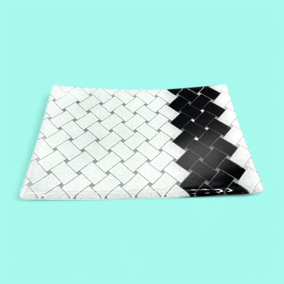 Maori Boy Fused Glass Rectangular Plate With Basket Weave 12" X 8" - Etsy