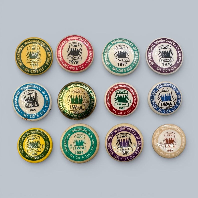 Vintage IWA of A Labour Union Pinback Buttons Collection 1975 - 1986 - Etsy