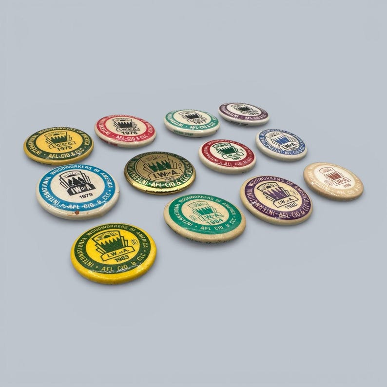 Vintage IWA of A Labour Union Pinback Buttons Collection 1975 - 1986 - Etsy