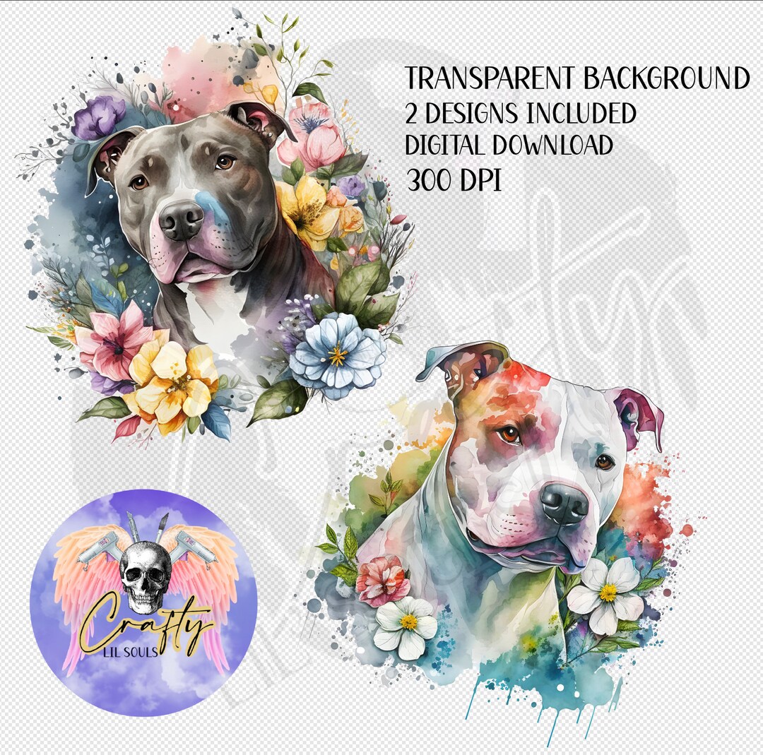Staffy Dog Watercolor Digital Design | Staffordshire Bull Terrier | Dog ...