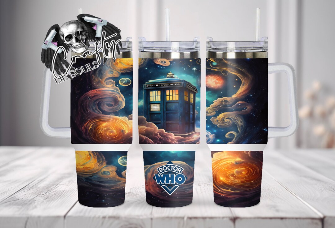 Dr. Who TARDIS Watercolor Galaxy 40oz Quencher Tumbler Design ...