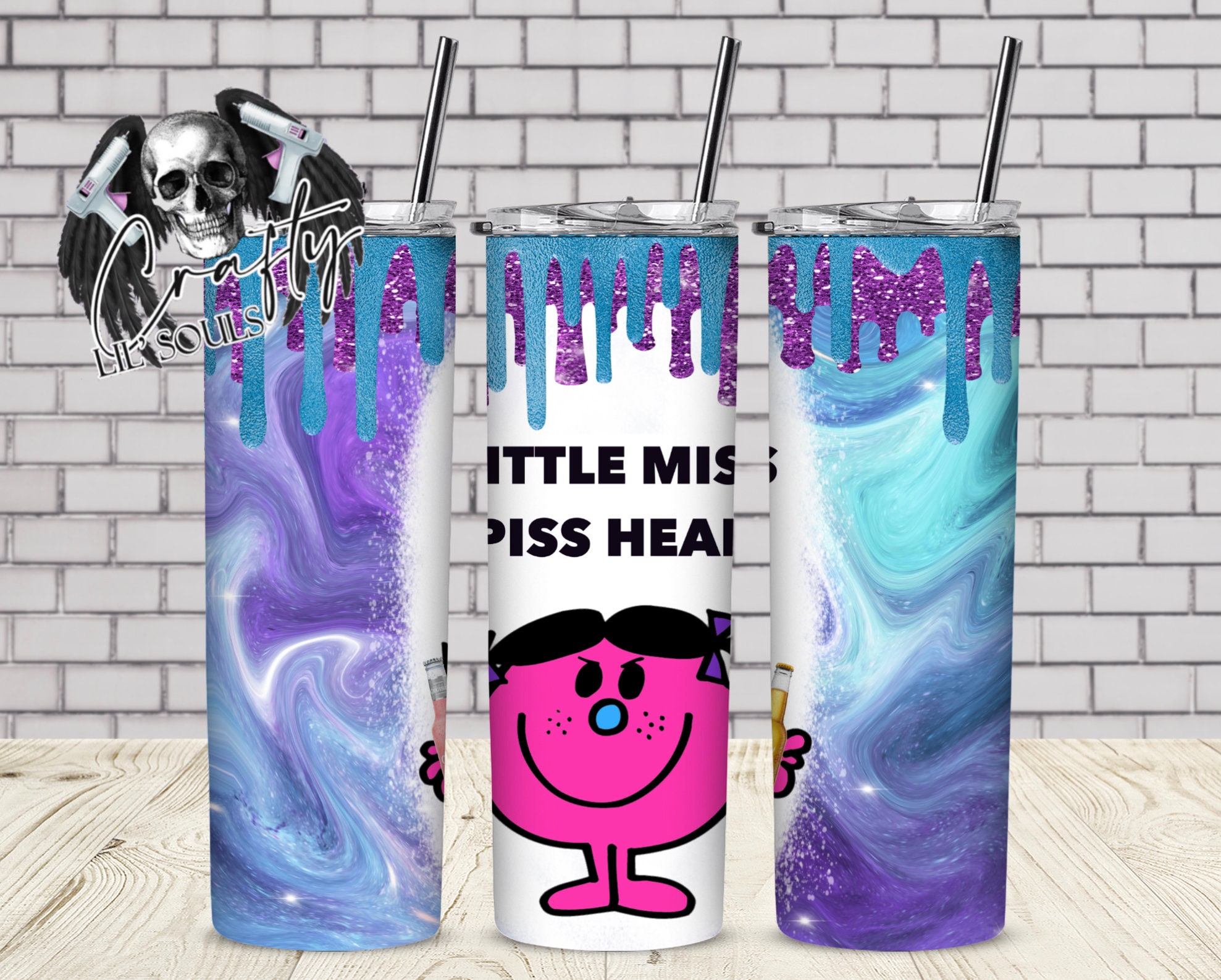 Little Miss Piss Head Alcohol 20oz Sublimation Tumbler Design PNG ...