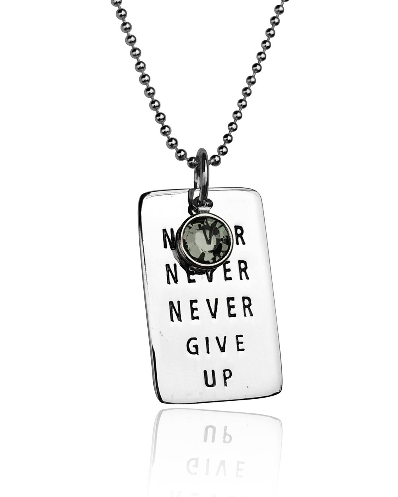 Sterling Silver Never Give up Dog Tag Necklace Motivational - Etsy