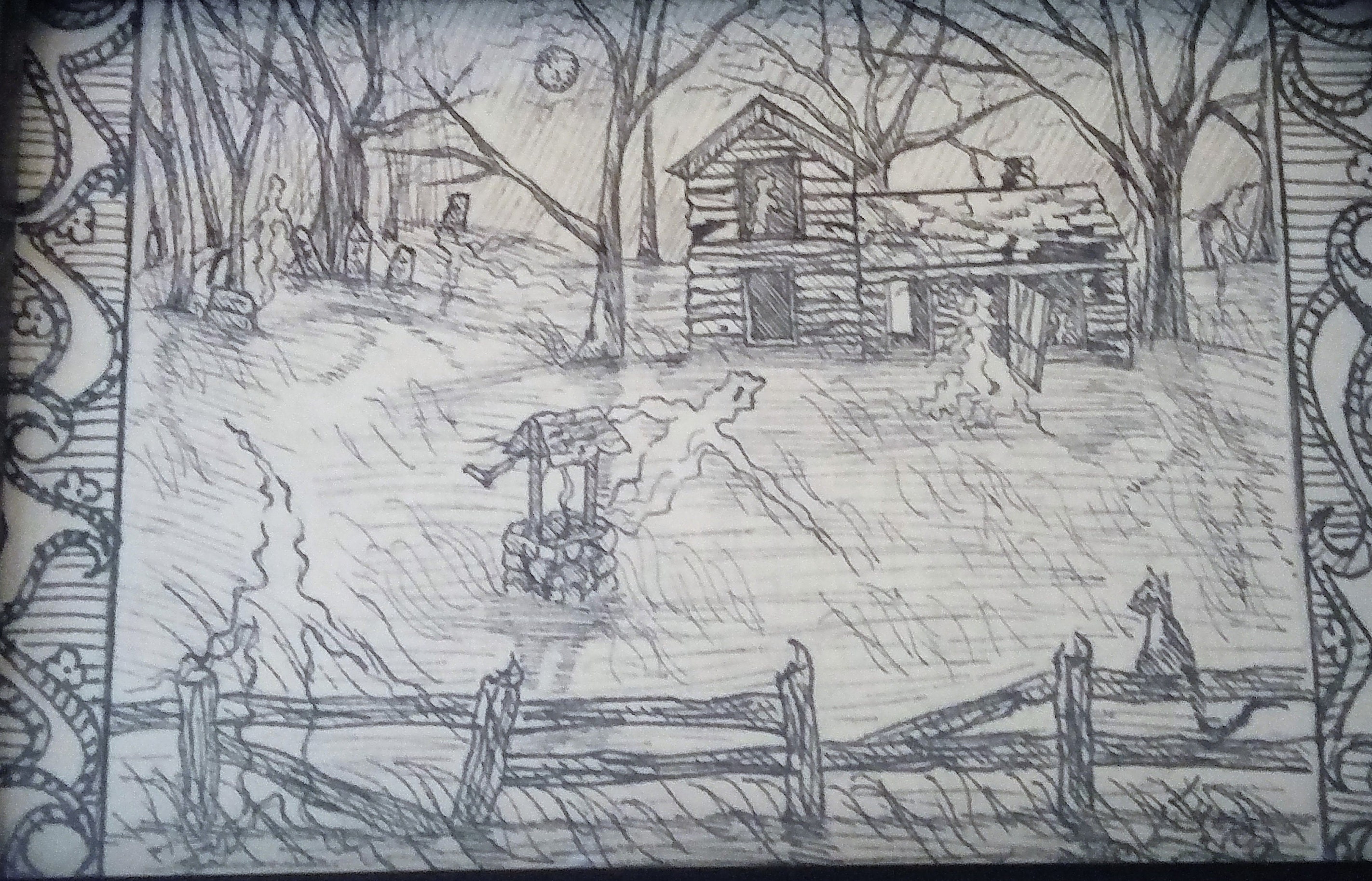 Pen & Ink Drawing of Ghosts Haunting Picture - Etsy