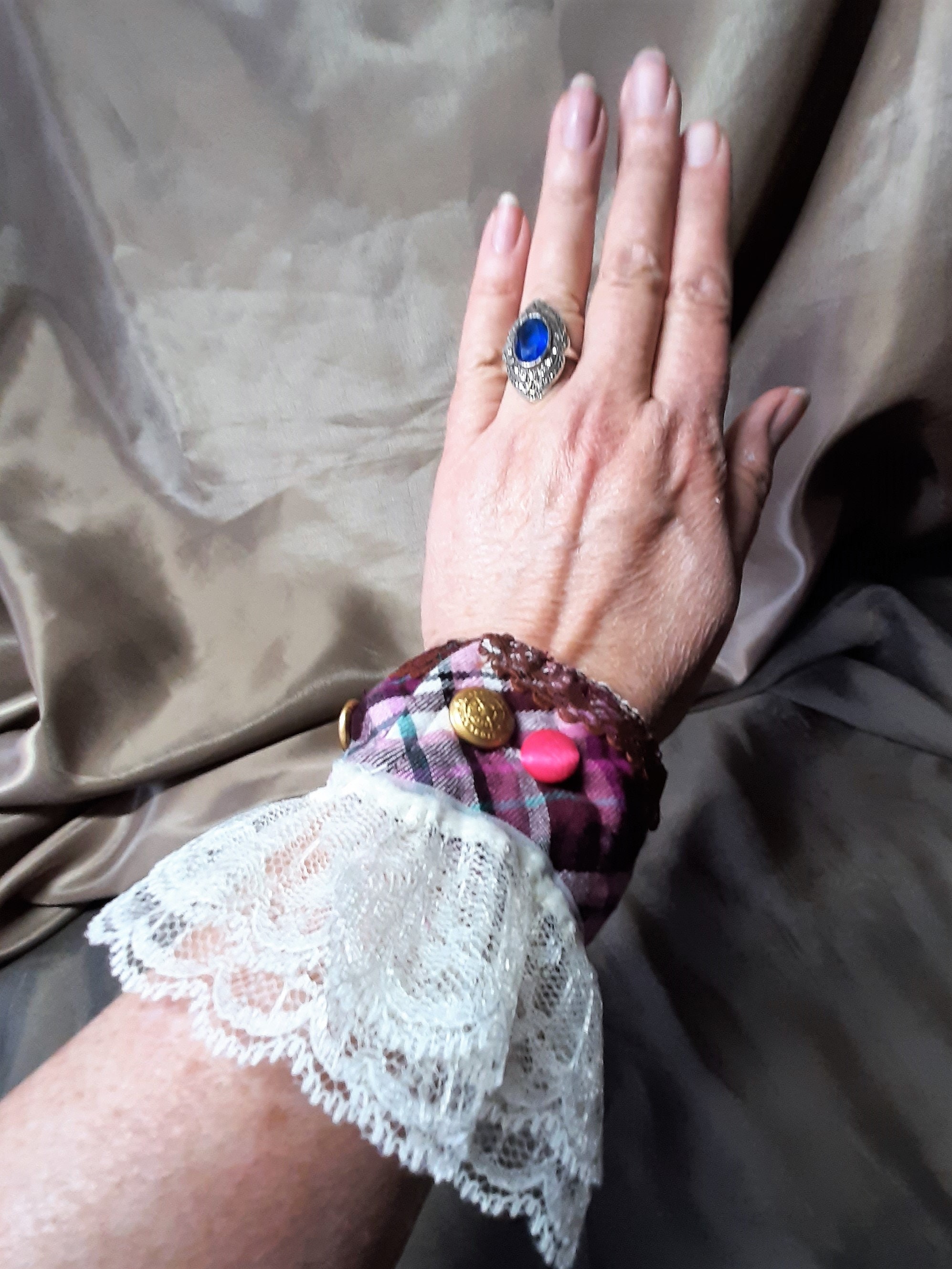 Handmade Cloth & Lace Wrist Cuff. - Etsy