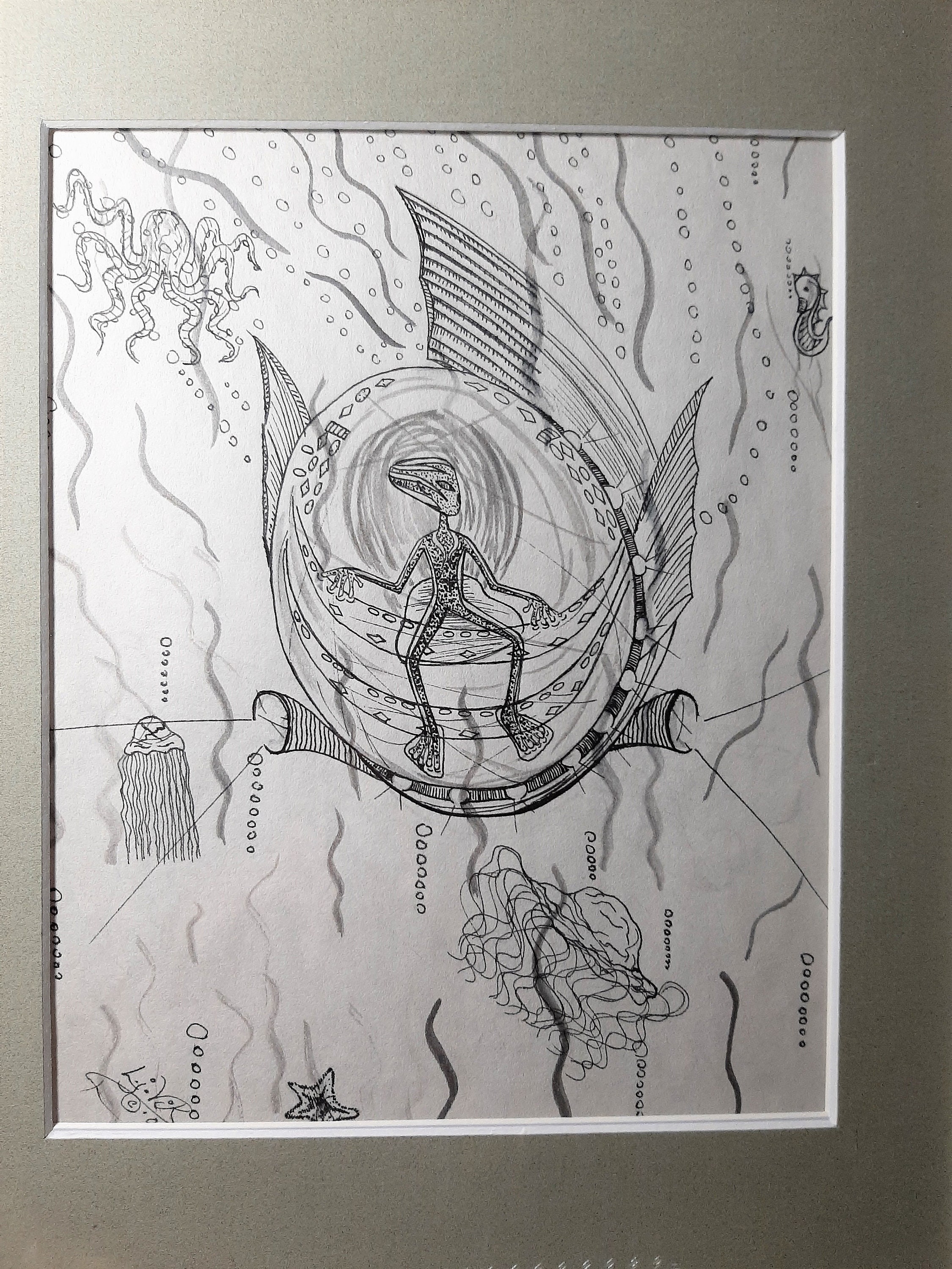 Pen & Ink Drawing of Deep Sea Alien Explorer - Etsy