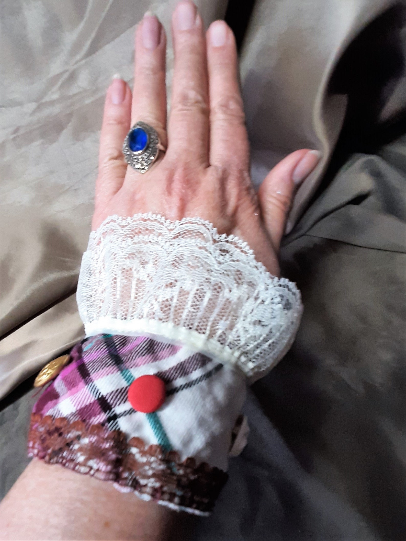 Handmade Cloth & Lace Wrist Cuff. - Etsy