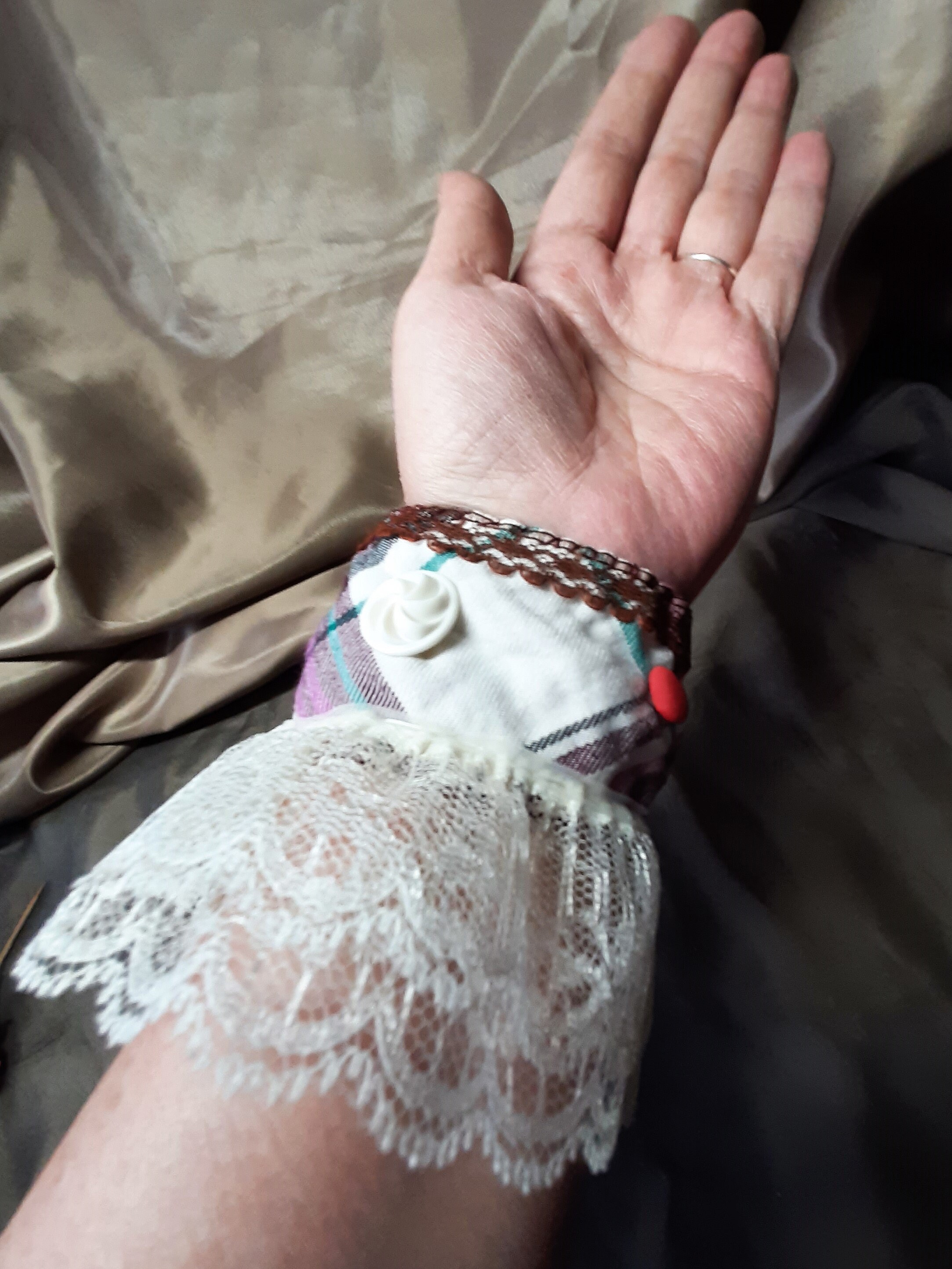 Handmade Cloth & Lace Wrist Cuff. - Etsy