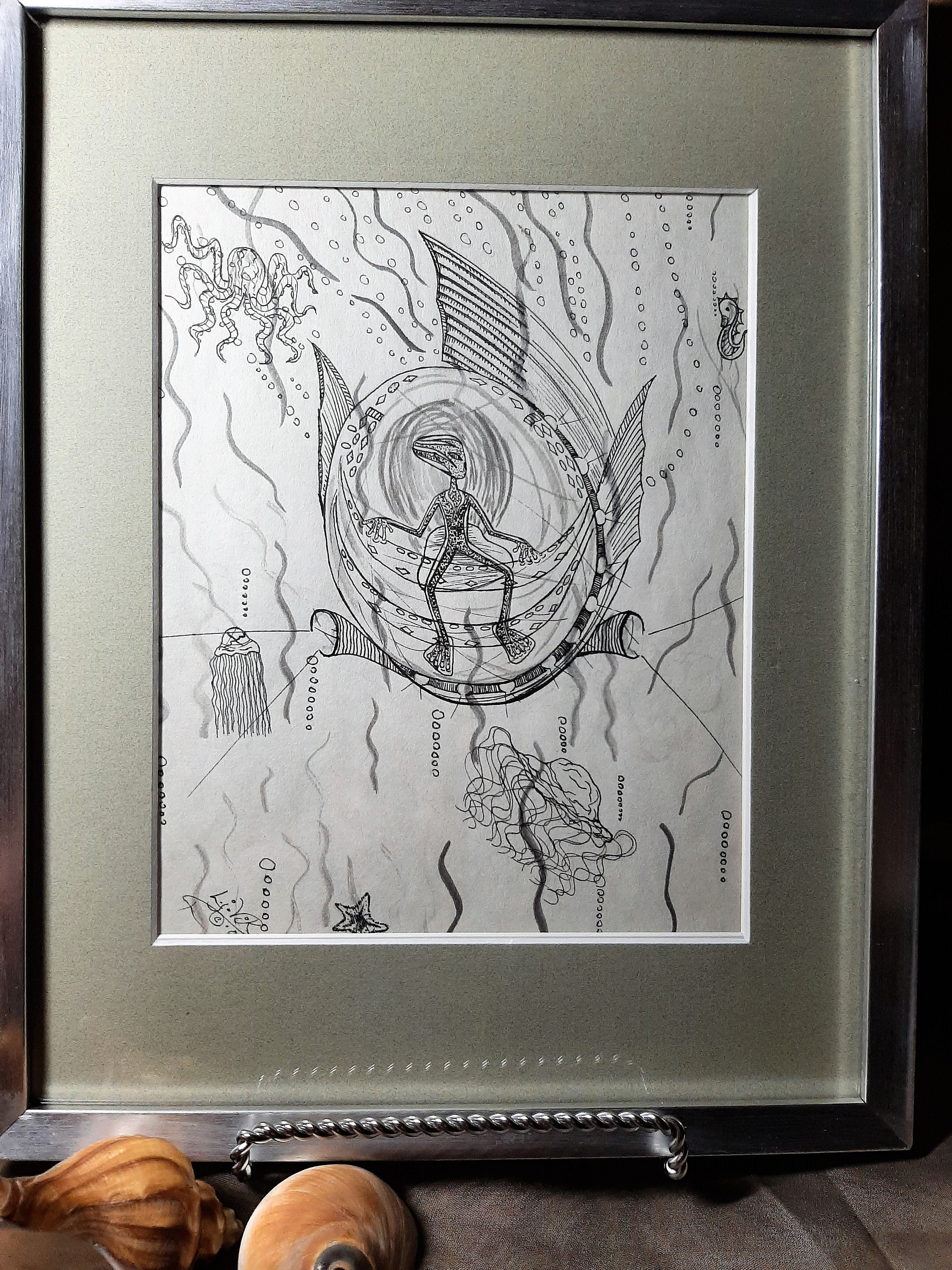 Pen & Ink Drawing of Deep Sea Alien- Explorer - Etsy
