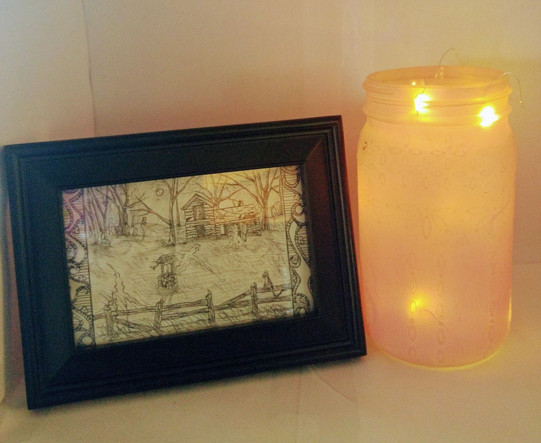 Pen & Ink Drawing of Ghosts Haunting Picture - Etsy