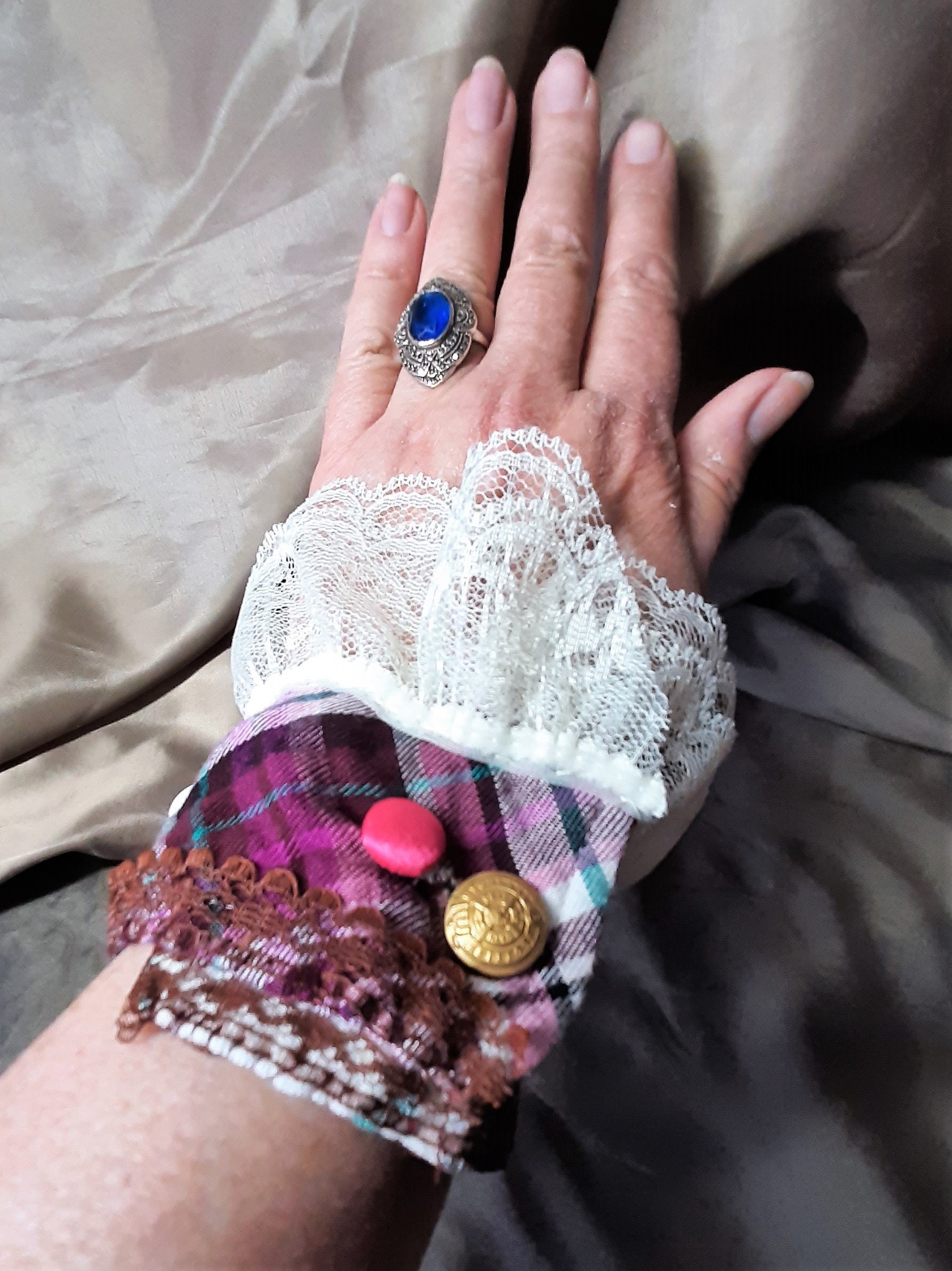 Handmade Cloth & Lace Wrist Cuff. - Etsy