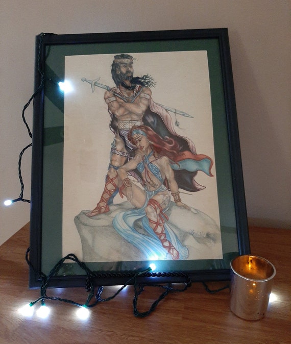 Colored Pencil Drawing of Barbarian Couple Rest Stop - Etsy