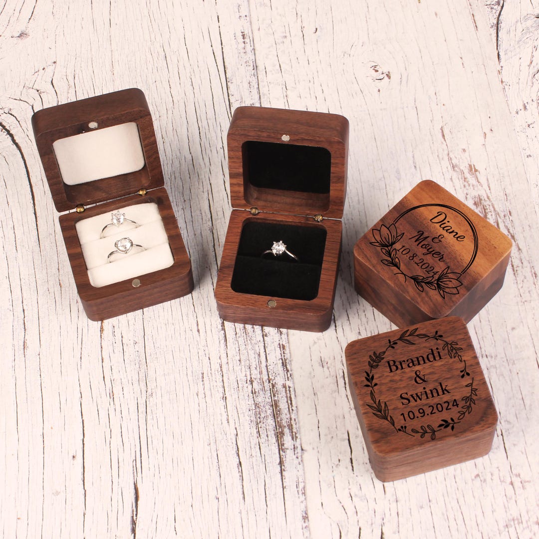 Personalized Wooden Ring Bearer Box Custom Engraved Keepsake for ...