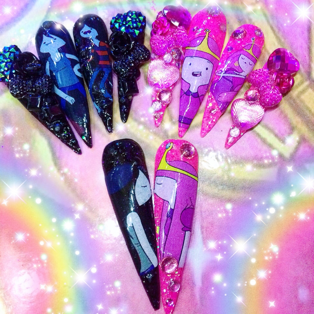 Adventure Time Bubblegum/marceline Nails - Etsy