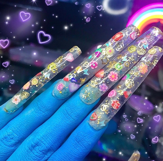 Clear Glass Clutter Press on Nails - Etsy