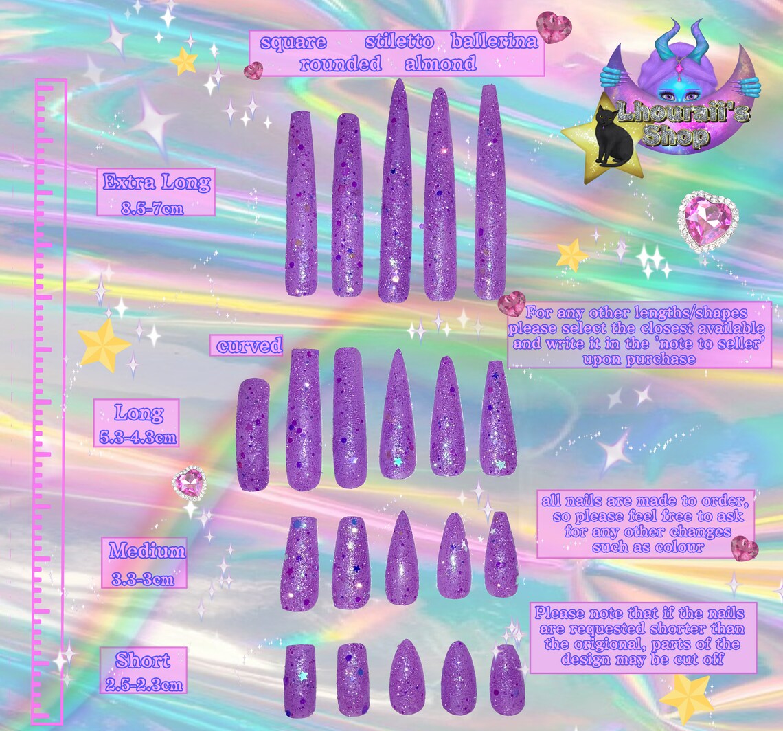 Pink Hime Kawaii 3D Deco Gyaru Lolita Princess Nails - Etsy