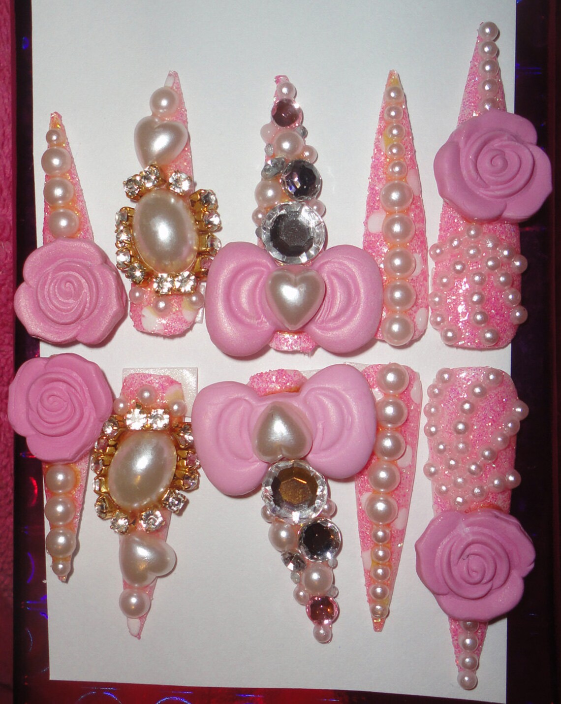 Pink Hime Kawaii 3D Deco Gyaru Lolita Princess Nails | Etsy UK