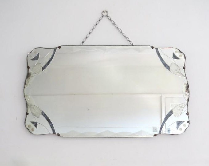 Vintage Art Deco Mirror With Colored Details - Etsy
