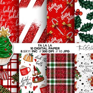 Christmas Digital Papers, Christmas Paper Pack, Winter Digital Papers ...