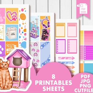 Cat Lady Printable Stickers, Animals Stickers Sheets, Pets Printable ...