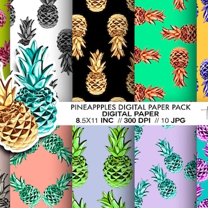 Summer Digital Paper Pack, Pineapple Paper Pack, Tropical Paper Pack ...