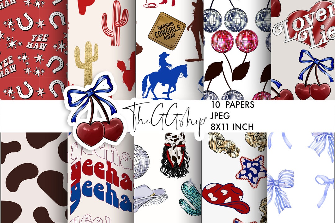Cowgirl Scrapbook Paper: Rodeo Western Designs (digital Download) - Etsy