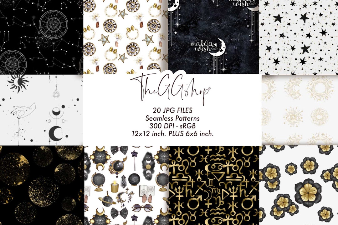 Astrology Paper Night Starry Sky Seamless Pattern Zodiac Paper ...